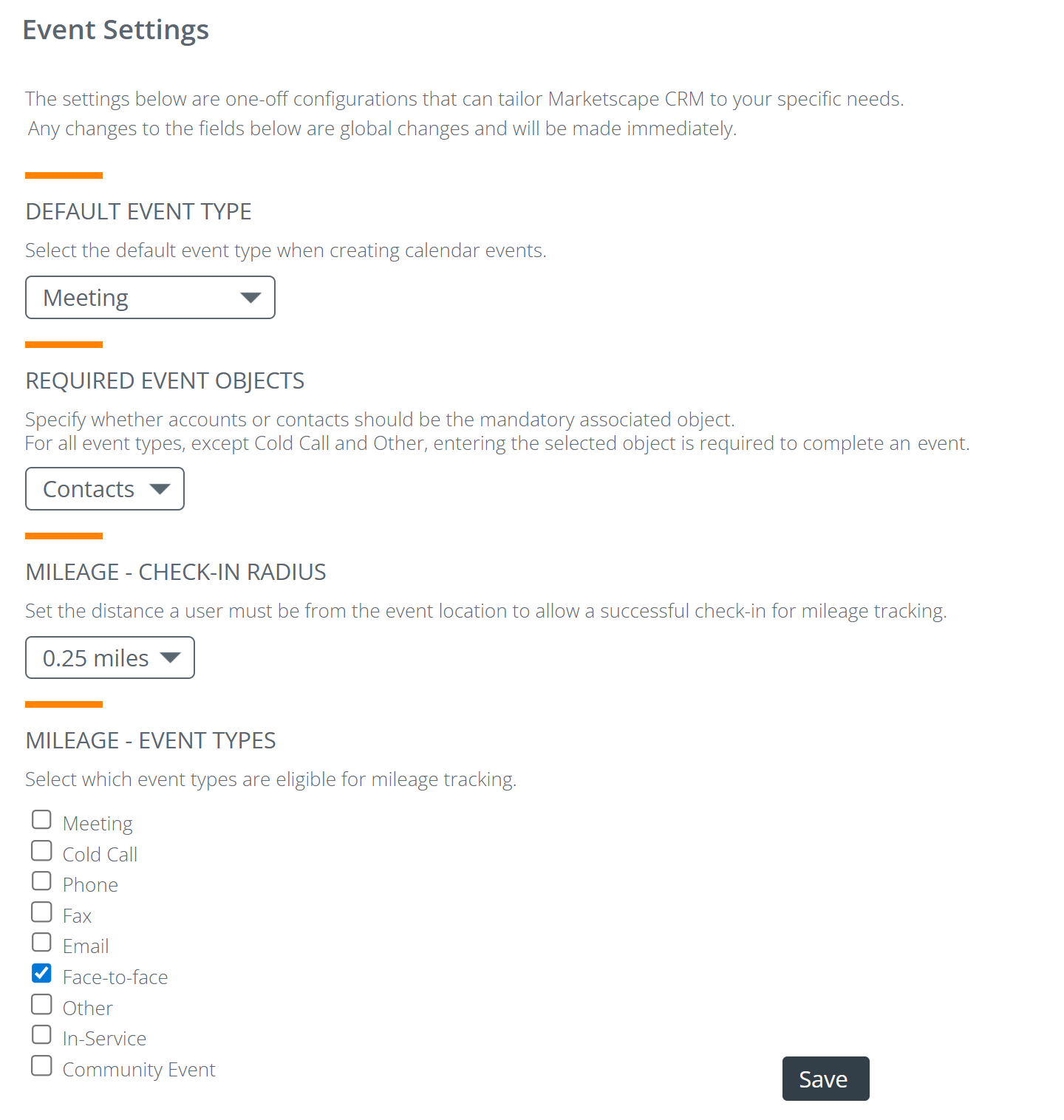 Settings Page - Overview – Marketscape CRM